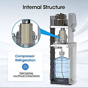 SOOPYK Water Dispenser Cooler Bottom Load Loading with 3 Temperatures Setting 3-5 Gallon Self Cleaning Cold and Hot Water Durable Steel Frame Child Safety Lock Removable Drip Tray for Home Office