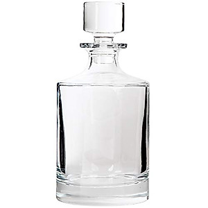 Lily's Home Glass Decanter for Whiskey, Bourbon, Brandy, Wine or Any Other Liquor or Beverage. With a Glass Stopper. Round, Stylish and Functional Piece (26 Ounces)