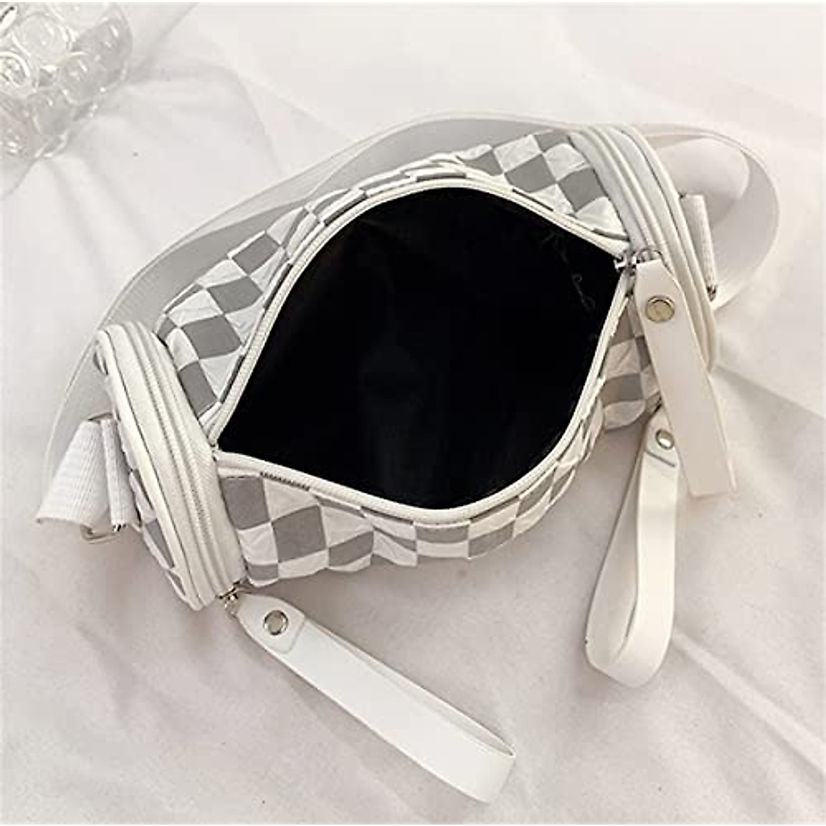 Women's Square Pattern Crossbody Clutch Bag Cylinder Bag (White)