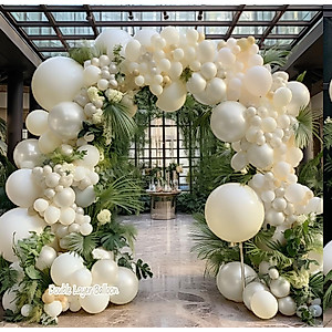 Pearl White Balloon Garland - Double Stuffed Pearl Cream Beige Balloons Pastel Sand White Ivory Matte Balloons Neutral Blush Nude White Arch Kit for Baptism Wedding Baby Shower Birthday Party Decor