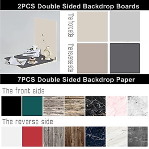 9PCS 18PCS Product Food Photography Background Boards with Papers, 24x24 Inch 2-in-1 Double Sided Flat Lay Photo Tabletop Backdrops Boards for Jewelry Cosmetics Makeup Props