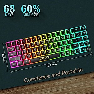 60% Gaming LED Keyboard RGB 68 Keys Layout Wired Keypad with 10 Preset Effects Mechanical Switch Feel Compatible with PC Mac Linux Xbox one PS4 PS5