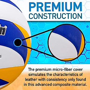Franklin Sports 9000 Indoor Volleyball - Official Size and Weight Volleyball - Advanced Performance - Premium Soft Cover and Bounce - Air Pump Included White