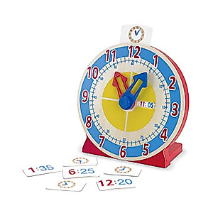 Melissa & Doug Turn and Tell Clock & Play Money Set - Educational Toy with Paper Bills and Plastic Coins (50 of Each Denomination) and Wooden Cash Drawer for Storage