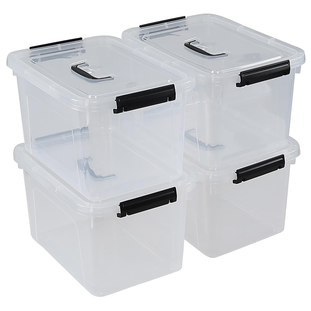 Kiddream 10.5 Quart Clear Storage Boxes, Plastic Bins with Lids and Handles Set of 4