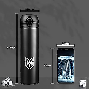 Dzanken 18oz Insulated Bottle Vacuum Insulated Water Bottle Stainless Steel Thermos, Travel Cup, Coffee & Tea,Stainless Steel Vacuum Flask,Equipped with Ice Tray