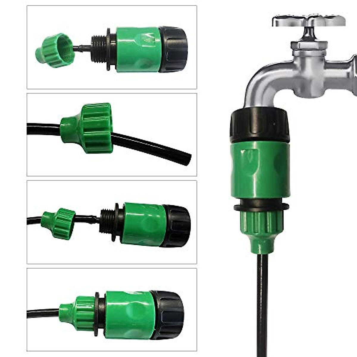 Optimisland Drip Irrigation Kit, 50ft Garden Irrigation System, 1/4" Blank Distribution Tubing Drip Irrigation Hose for, Save Water, Adjustable Automatic Irrigation Equipment for Garden (168PCS+50FT)