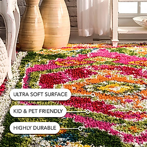 nuLOOM Shania Moroccan 2x8 Runner Shag Rug for Living Room Bedroom Dining Room Nursery Entryway Hallway, Multicolor/Ivory