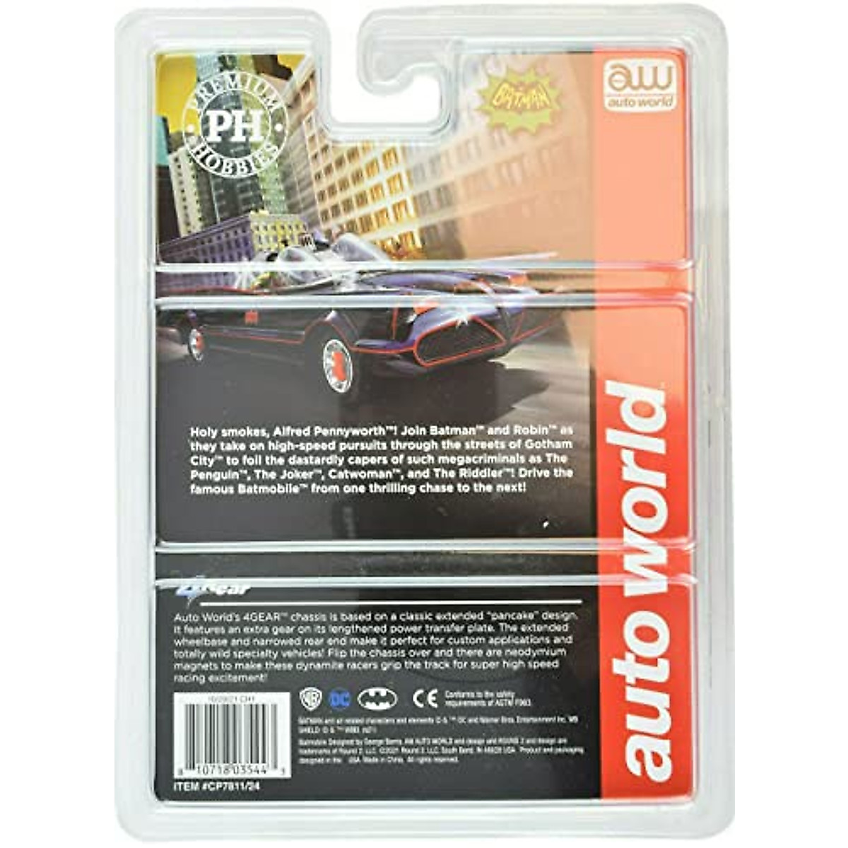 Auto World x Premium Hobbies Blue Comic Book 1966 Batman Batmobile HO Scale Slot Car CP7811