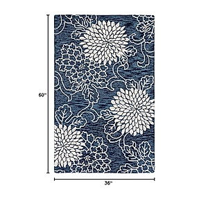 SAFAVIEH Jardin Collection Accent Rug - 3' x 5', Navy & Ivory, Handmade Floral Wool, Ideal for High Traffic Areas in Entryway, Living Room, Bedroom (JAR602N)