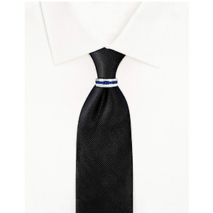 Mens Tie Ring Tie Clasp Necktie Clips Holder Bar Accessories for Necktie Gold Silver Tone (Silver Square Blue CZ)
