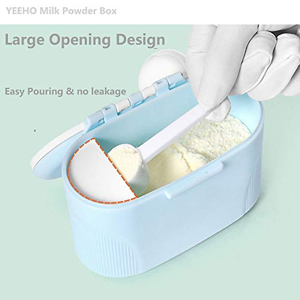 YEEHO Travel Infant Formula Dispenser Box with Scoop, Portable Baby Dry Milk Powder Food Container with Spoon Airtight Storage Easy go Parents Choice Sealed Small Case,Blue