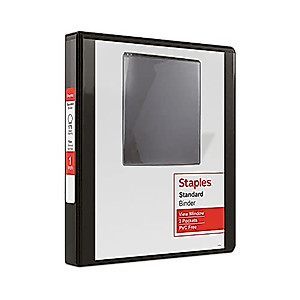 Staples 2661503 Standard 1-Inch 3-Ring View Binders Black 12/Carton (26431Ct)