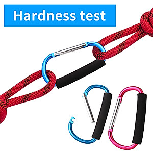 sansheng 4 Pack Large Carabiner - 5.5" D-Style Click and Carry Bag Carrier Stroller Hooks(Light Blue and Rose red)