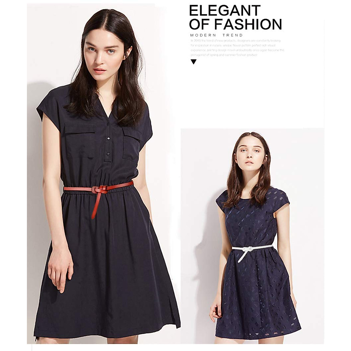 shengweiao Women's Adjustable Leather Belts Fashion Skinny Waist Strap (Small, Blue)