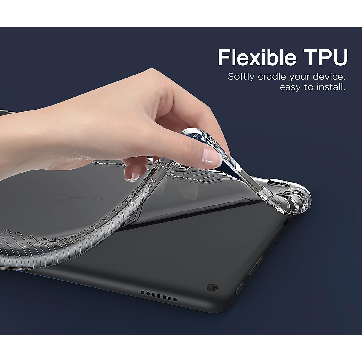 MoKo Case for All-New Amazon Kindle Fire HD 8 & 8 Plus Tablet (12th Generation-2024/2022 Release) 8", Ultra Clear Soft Flexible Transparent TPU Skin Bumper Back Cover Shell, Clear