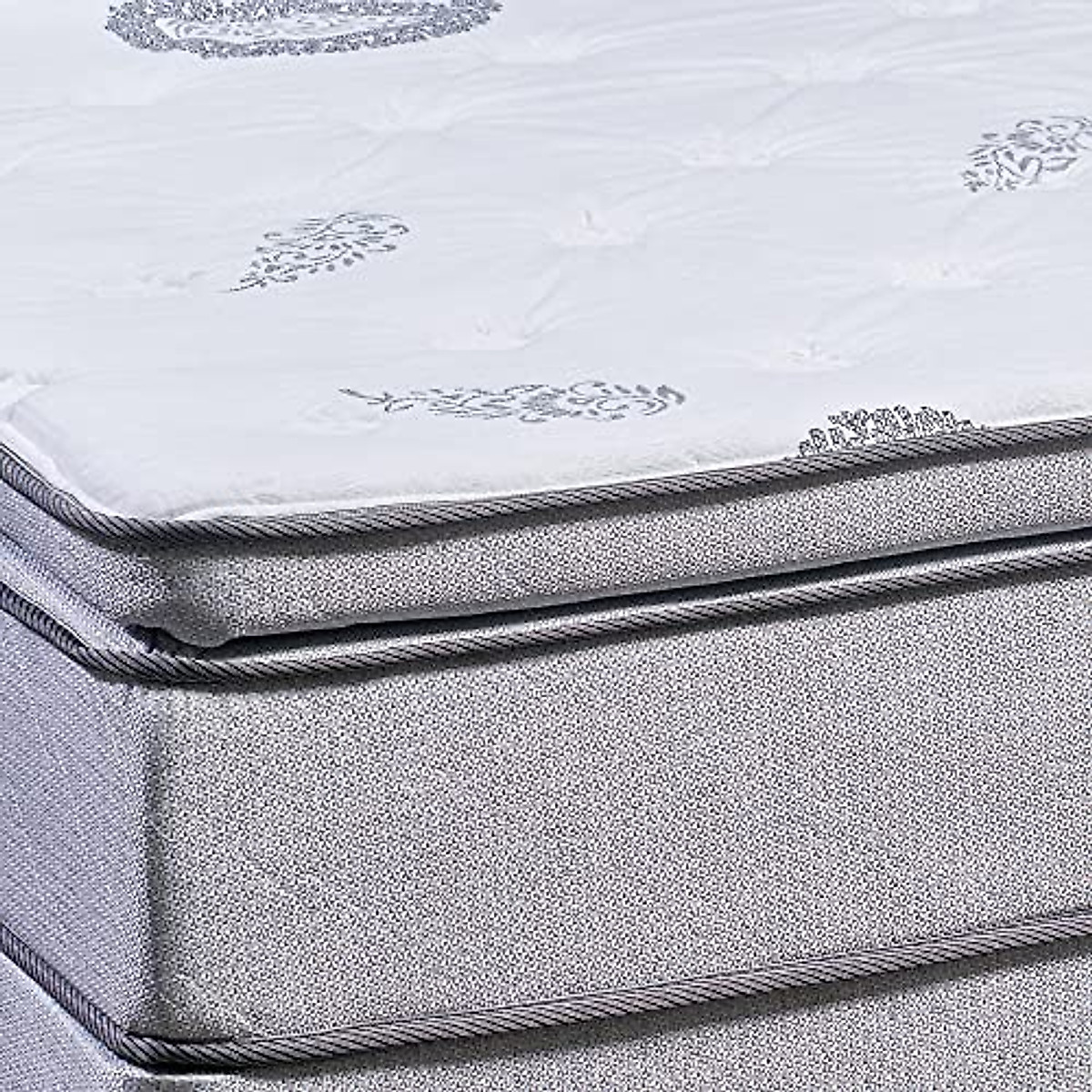 Mayton, 13-Inch Meduim Plush Foam Encased Hybrid Pillowtop Innerspring Mattress & 4" Wood Box Spring Set, Full XL