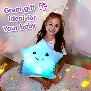 BSTAOFY 13‘’ Creative LED Musical Glow Twinkle Star Lullaby Light up Stuffed Animal Toys Soothe Kids Emotions Birthday Christmas for Toddlers Kids, Blue