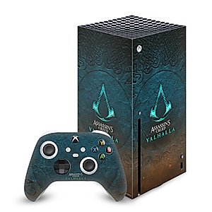 Head Case Designs Officially Licensed Assassin's Creed Logo Valhalla Key Art Matte Vinyl Sticker Gaming Skin Decal Cover Compatible with Xbox Series X Console and Controller Bundle
