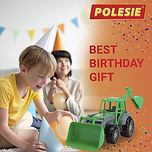 CO-T Excavator Toy for Boys - Backhoe Toy for Toddlers - Toy Bulldozer for Toddler - Toy Backhoe Sand Truck - Sandbox Toys by Polesie - Green Excavator Beach Toy