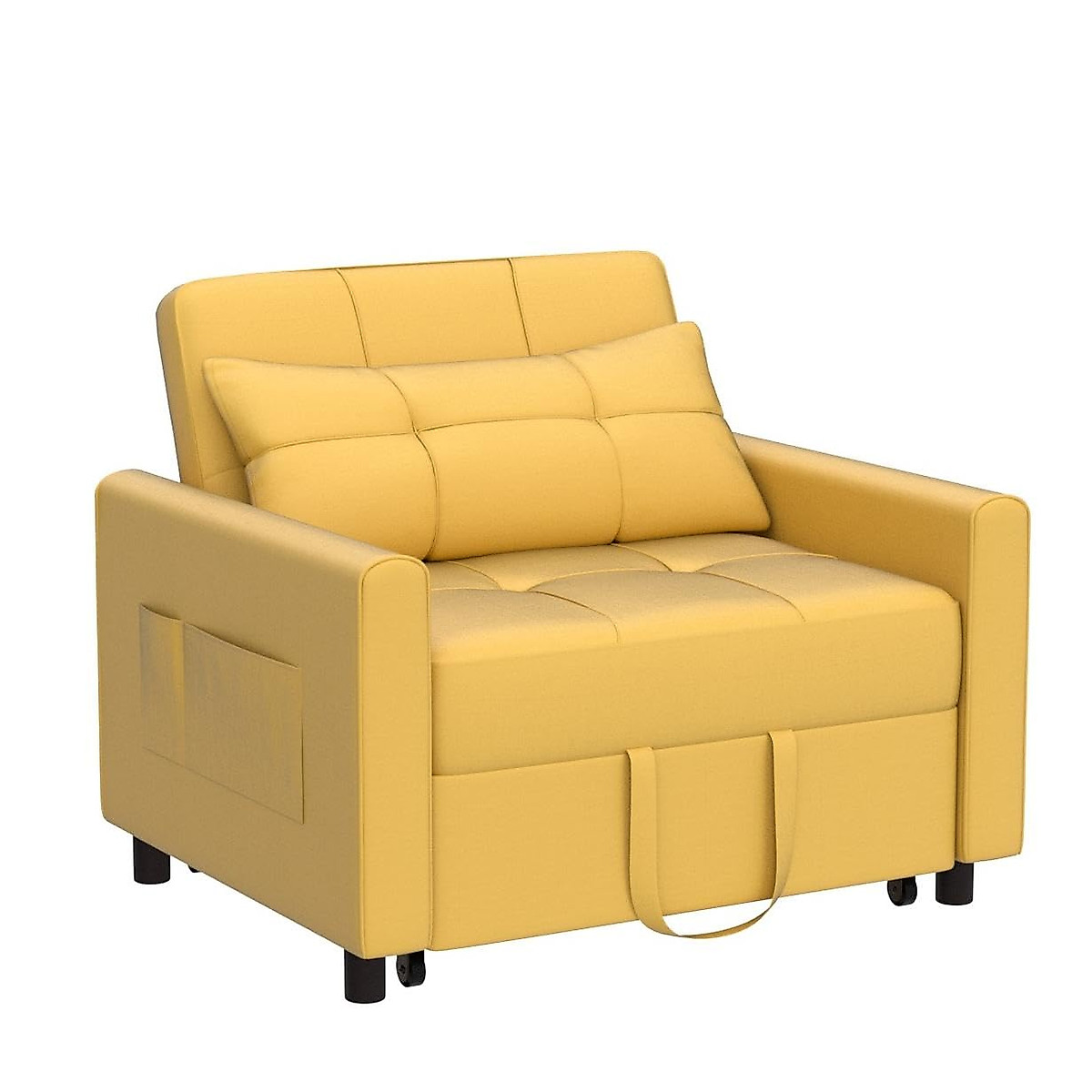 Noelse 3 in 1 Sofa Bed, Convertible Chair Bed Sleeper Chair, Pull Out Sleeper Sofa Bed Sofa Chair, with Adjustable Backrest Pillow Modern Linen Fabric for Living Room Apartment (Yellow£©