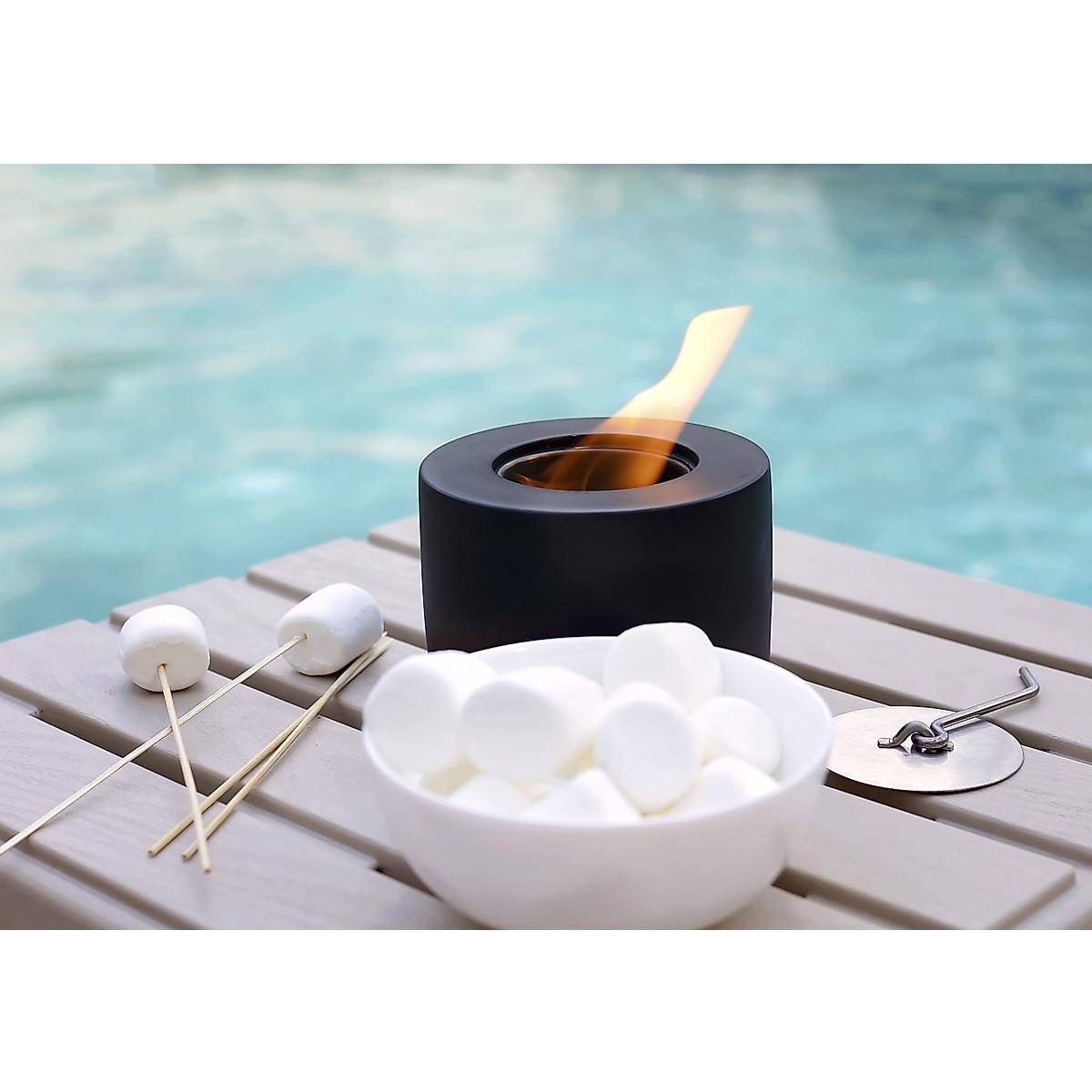 Ang Lifestyle Products Tabletop Fire Pit Rubbing Alcohol Fireplace Fireplace for Indoor and Outdoor Small Mini Smores Maker Mini Fire Pit Concrete Bowl Fire Pit Bowl Black