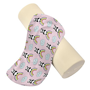 Vnurnrn Pandas Rainbow Neck Support Pillow Round Neck Roll Bolster Cylinder Pillow Cervical Pillows Travel Pillow for Leg Knee Back Head Support for Study Work Men Women
