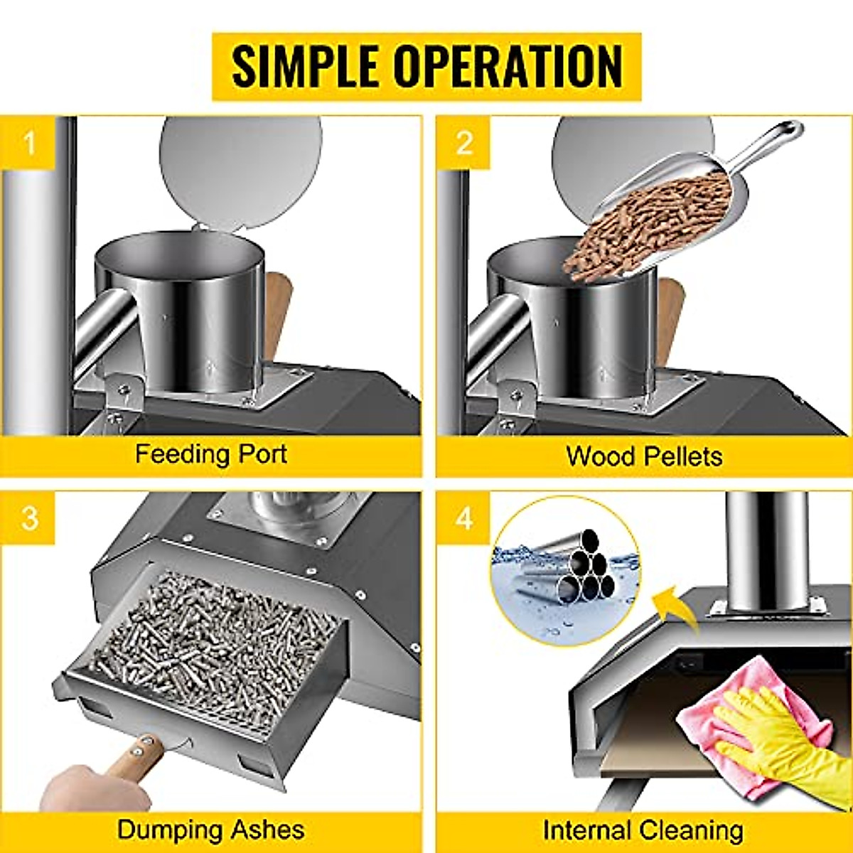 VEVOR Portable Pizza Oven, 12" Pellet Pizza Oven, Stainless Steel Pizza Oven Outdoor, Wood Burning Pizza Oven w/Foldable Feet Portable Wood Oven w/Complete Accessories & Pizza Bag for Outdoor Cooking