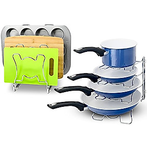 2 Pack - SimpleHouseware Kitchen Cabinet Pan and Pot Cookware Organizer Rack Holder, Chrome