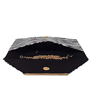 JNB Synthetic Leather Zebra Print Envelope Clutch, White