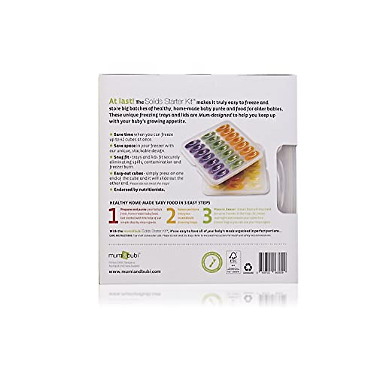 Mumi&Bubi Solids Starter Kit, Two Reusable Baby Food Freezer Storage Trays - Perfect Container for Homemade Baby Food - Each Tray has 21 x 1 oz Cubes, 42 oz Total Capacity