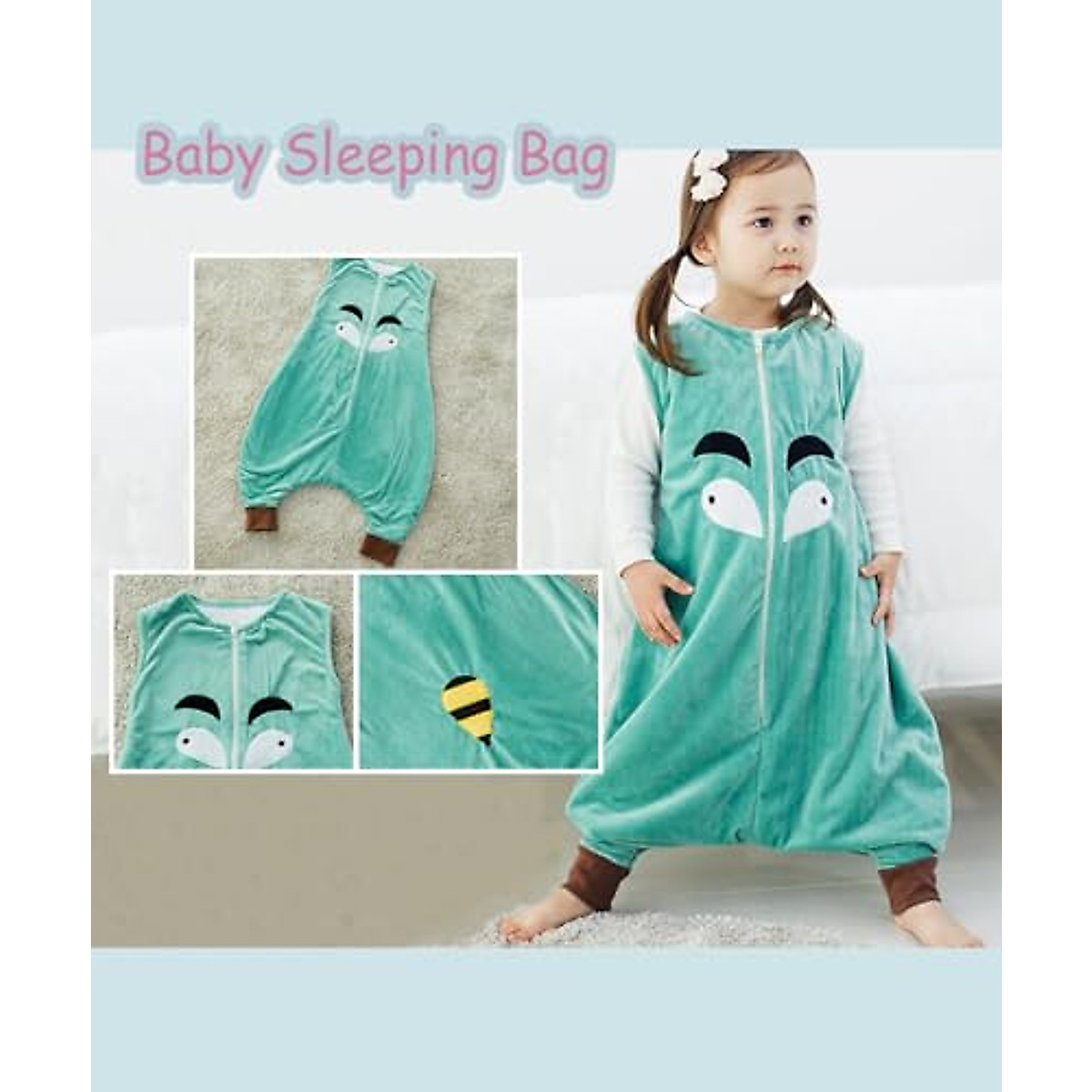 Bycc Bynn Toddler and Early Walker Sleep Fleece Sack with Feet, Baby Sleeveless Wearable Blanket Sleeping Bag (Fox, Small (1-3T))