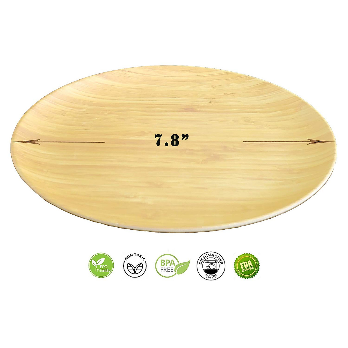 1 Click Bamboo Fiber Salad/Dessert Plates, Set of, Reusable, Durable, Bamboo Tableware for Events/Home/Picnic/Party, Dishwasher safe, for Adults and Kids