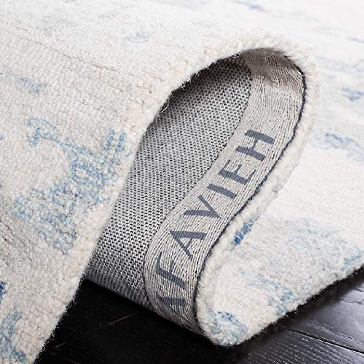 SAFAVIEH Abstract Collection 9' x 12' Ivory/Blue ABT465A Handmade Abstract Premium Wool Area Rug