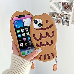 VOIV Phone Case Compatible with iPhone 14 Pro Max 6.7 inch Cute Kawaii Taiyaki Shockproof Protective Cover Ultra Slim Brown