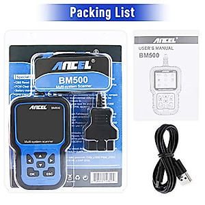 ANCEL BM500 All System OBD2 Scanner fit for BMW Mini, Car Diagnostic Scan Tool for Engine ABS SRS ESP SAS TCM 4WD Systems, with Battery Registration fit for BMW/CBS EPB ETC BMS PCM Oil Reset