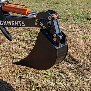 Titan Attachments 10" Front Hoe & Backhoe Bucket, Strong Replaceable Carbon Steel Teeth, Hydraulic Tilt Bucket, Excavator Attachment for Front Hoe & Backhoe Excavators, Skid Steer & Loader Accessory