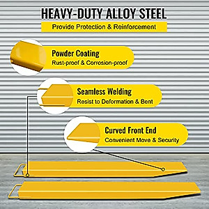 BestEquip Pallet Fork Extension 84 Inch Length 4.5 Inch Width, Heavy Duty Alloy Steel Fork Extensions for forklifts, 1 Pair Forklift Extension, Yellow