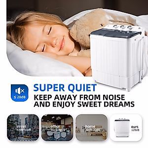 Portable washers 17.6LBS Compact Washing Machine and Spinner Twin Tub Washer and Dryers for Home Apartment Dorms, GREY