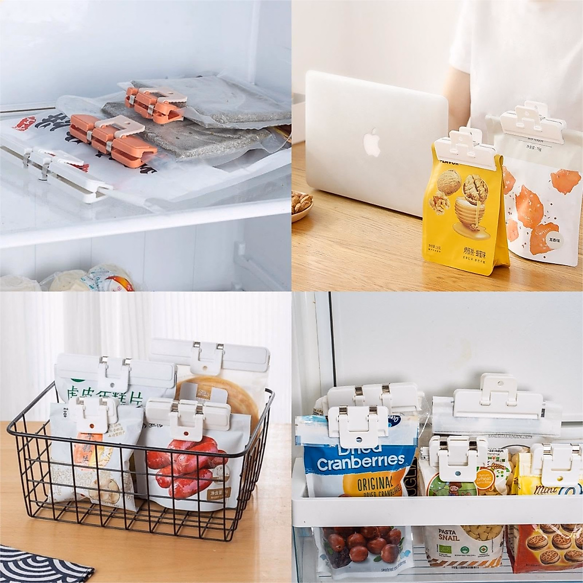 KINTEGOOD 8 PCS Upgrade Magnetic Chip Clips, Food Clips Bag Clips for Food Kitchen Clips for Food Packages, Chip Bag Clips Wide Open Bag Clips for Food Storage Chip Clips with Tight Seal Grip