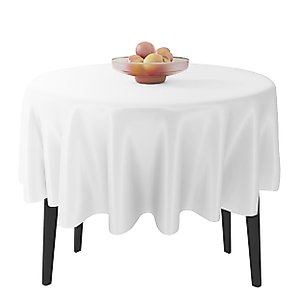 Fixwal 6-Pack White Round Plastic Tablecloth Premium Disposable Plastic Tablecloth 84 Inch White Decorative Party Tablecovers for Parties Picnic Birthday Wedding Banquet