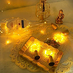 Rockabyee 8 Pack Solar Bottle Lights, 20 Led Cork String Lights, Outdoor Waterproof Fairy Lights for Party Wedding Festival Garden Patio Lawn Warm White