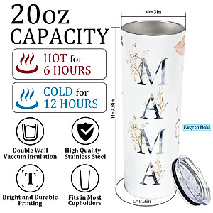 Joyseller Practical Gifts for Mom, Floral Mother’s Day Gifts, 20 OZ MAMA Travel Tumbler Birthday Gifts for Women, Mom Gifts Ideal from Son, Daughter, Best Friend