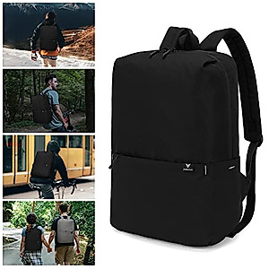 Lightweight School Backpack, Casual Daypack Travel Padded Backpack Waterproof Bookbag with Pockets, 16.5 inch, Black