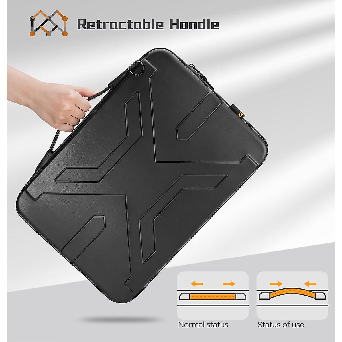 KIZUNA Laptop bag Case 15 Inch Shockproof EVA Hard Shell Handle Sleeve For 15" Macbook air M3 M2 2024/15" Lenovo IdeaPad 3i /15.6" Dell XPS 15/IdeaPad Slim 3i 14",Black