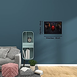 KAWAHONE Funny Gorilla Canvas Wall Art, Cool Monkey Modern Abstract Posters Framed, Artwork Chimpanzee Painting Picture for Home Living Room Office Bedroom Gym Decoration Decor, 18x12inch