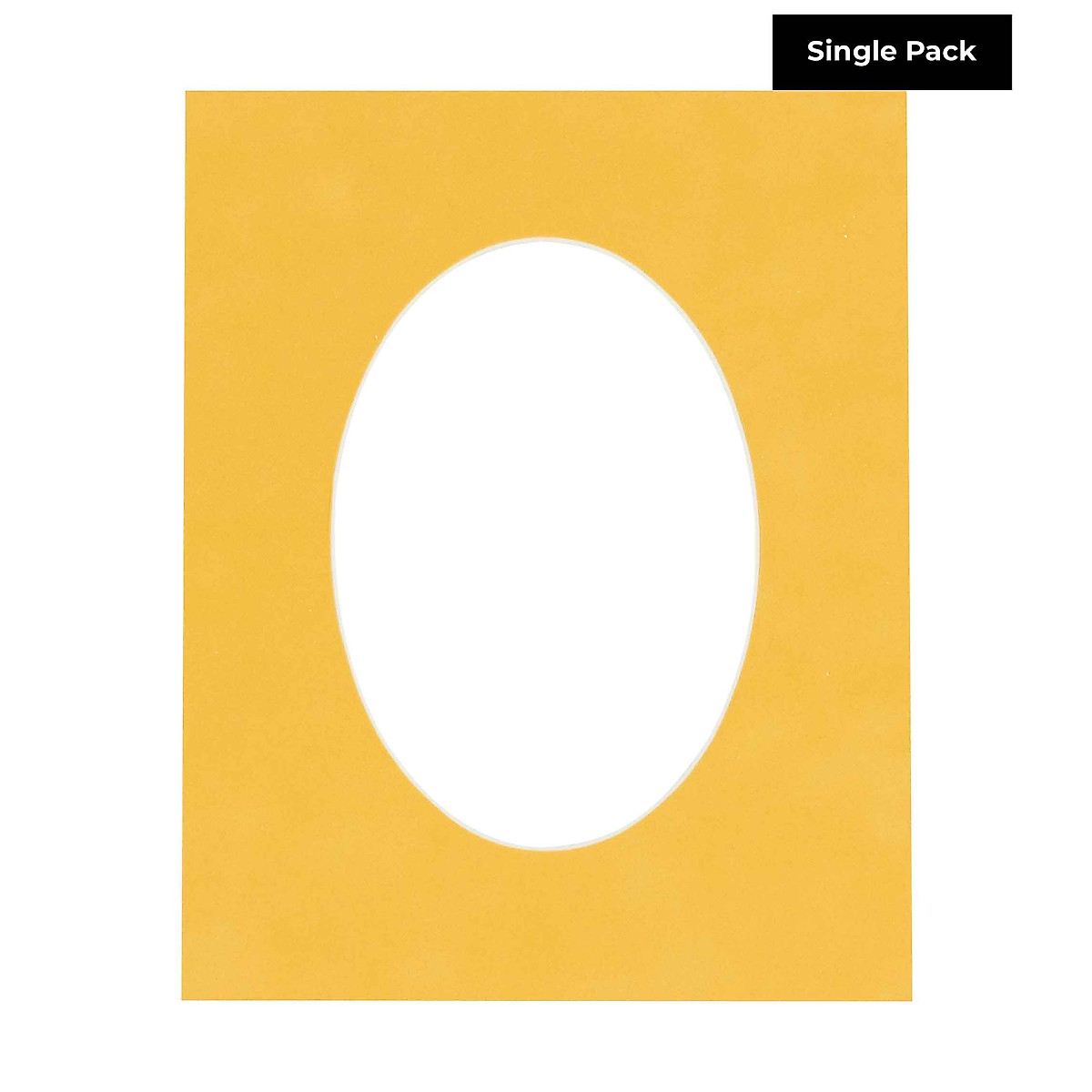 12x16 Mat Bevel Cut for 8.5x11 Photos - Precut Bright Yellow Oval Shaped Photo Mat Board Opening - Acid Free Matte to Protect Your Pictures - Bevel Cut for Family Photos, Pack of 1 Matboard Show Kit