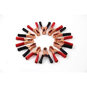 12PCS 50A Insulated Alligator Clips, Black & Red Durable Heavy Duty Clamps, Boot Metal Spring Loaded Truck Car Battery Electric Test Clips Lead Probe Battery Clamps