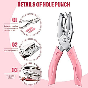 Punch Card and 100 Pieces Reward Punch Card, Handheld Punch Kit, Single-Hole Paper Puncher, Metal Punch with Soft Grip, Home School Office Supplies, Clothing Ticket Scrapbook Punch Tool (Elegant)