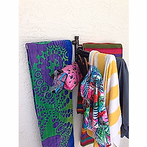 RoadRunner The Original Outdoor Pool Towel Hanging Towel Rack (6 Bar, Tucson Bronze)